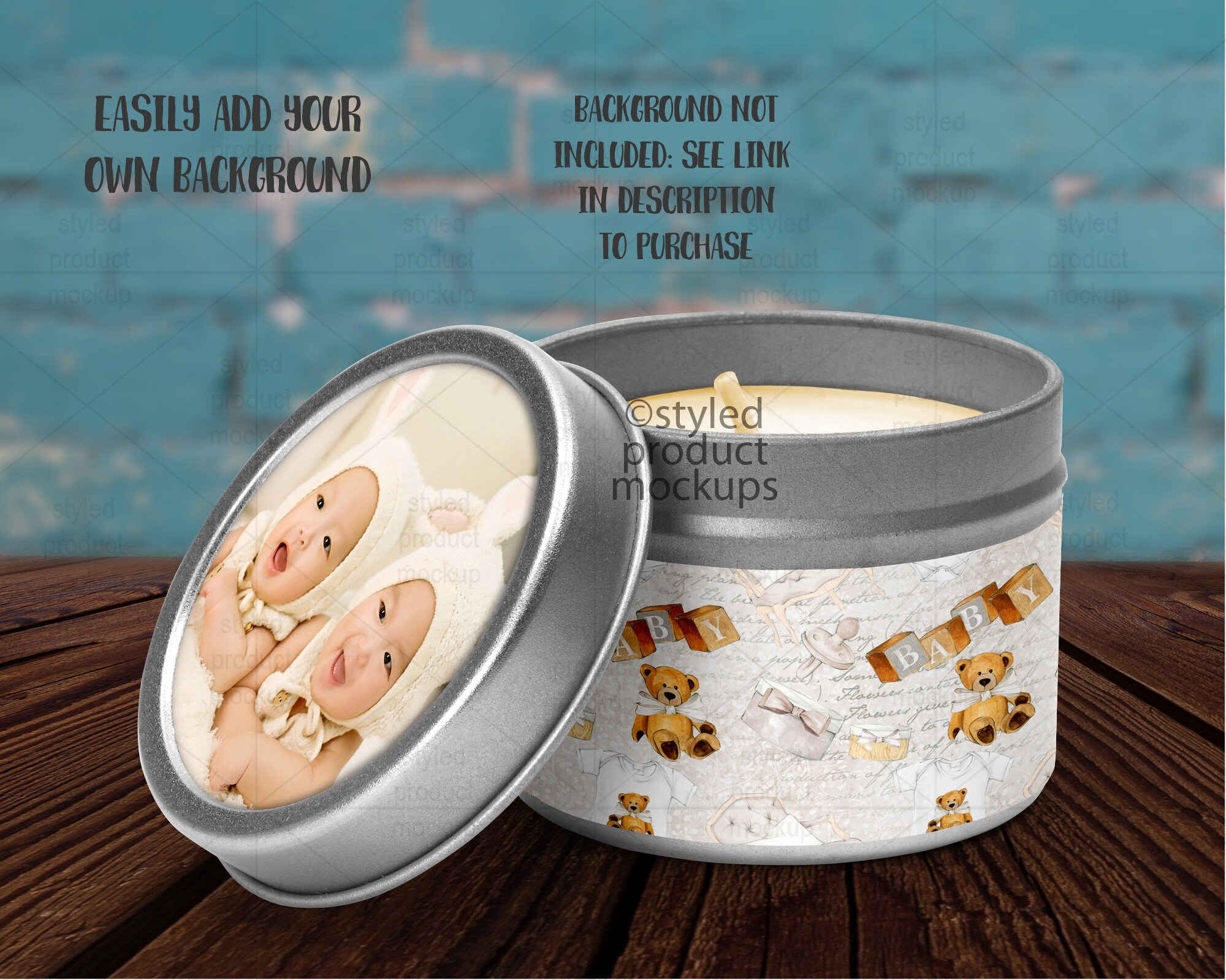 Dye Sublimation Metal Candle With Lid and Label Mockup Add - Etsy