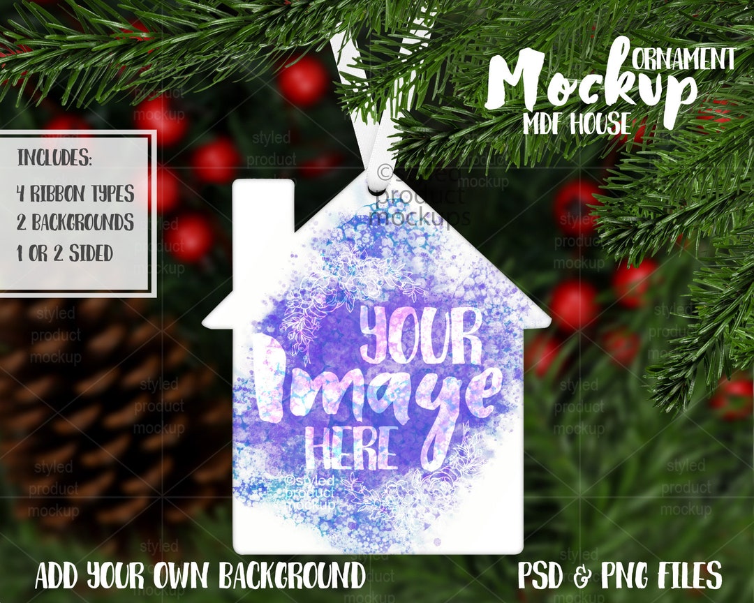 Dye Sublimation House Shaped Christmas Ornament Mockup | Add Your Own ...
