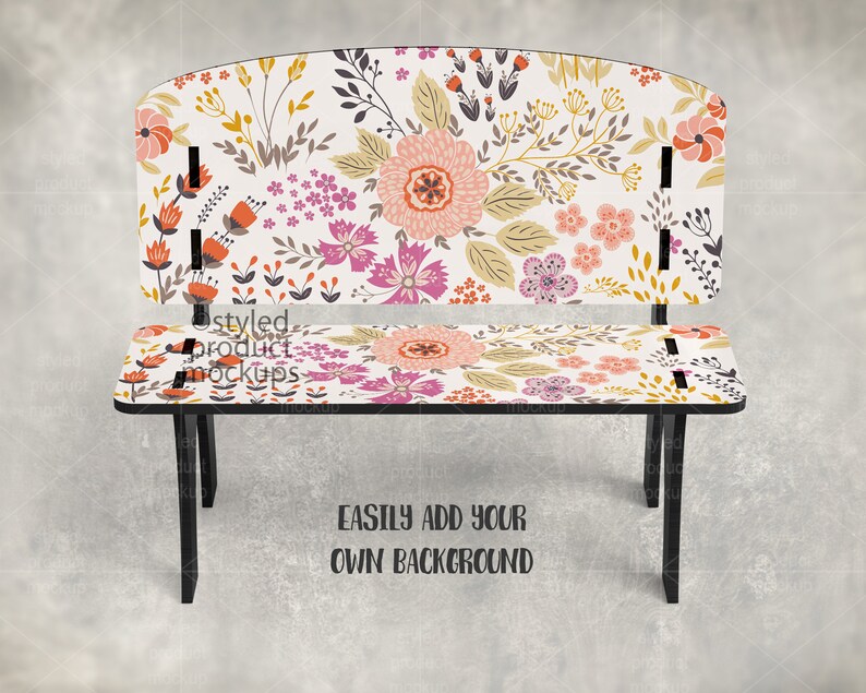 Dye Sublimation MDF Memorial Mini Bench Mockup | Add Your Own Image and ...