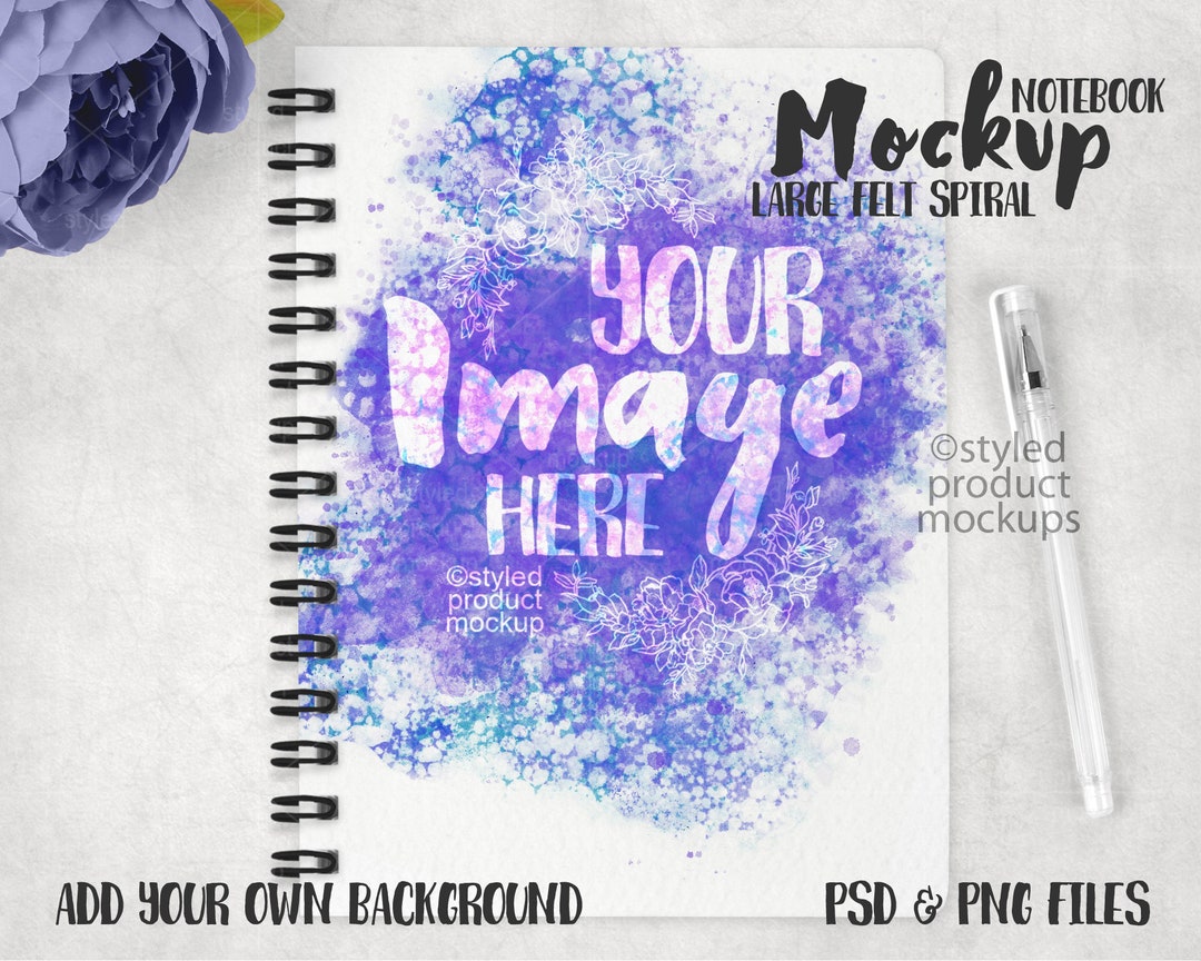 Dye Sublimation Felt Spiral Notebook Mockup | Add Your Own Image and ...