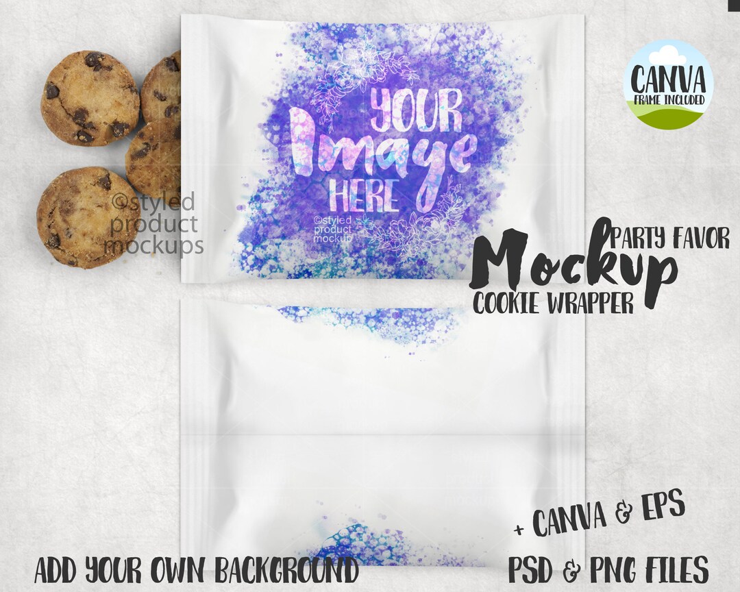 Chocolate Chip Mini Cookie Wrapper Party Favor Mockup | Add Your Own ...