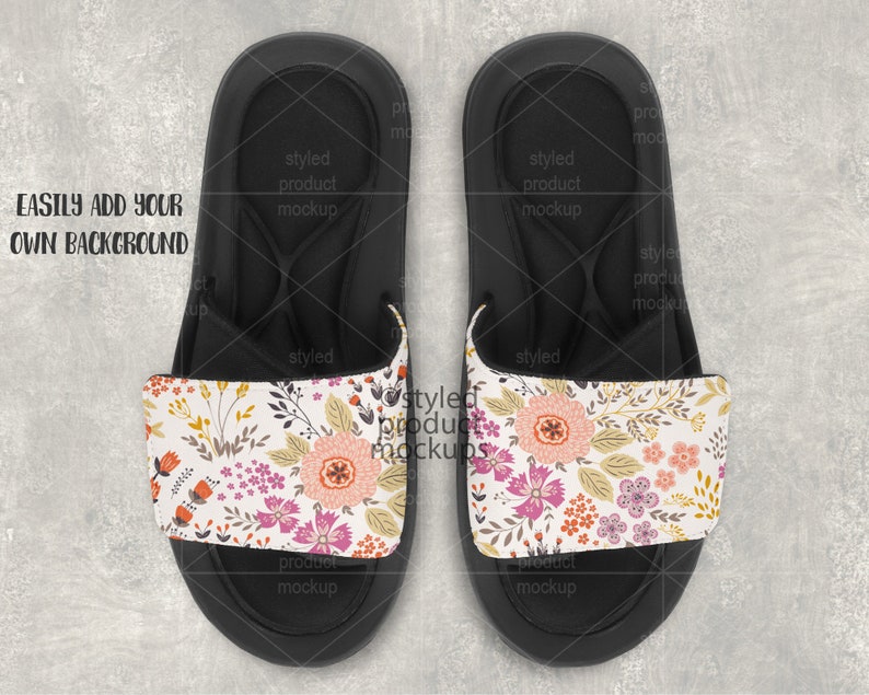 Dye Sublimation Slider Sandals Mockup | Add Your Own Image and ...