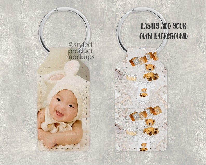 Dye sublimation rectangle fabric keychain fob Mockup Add | Etsy