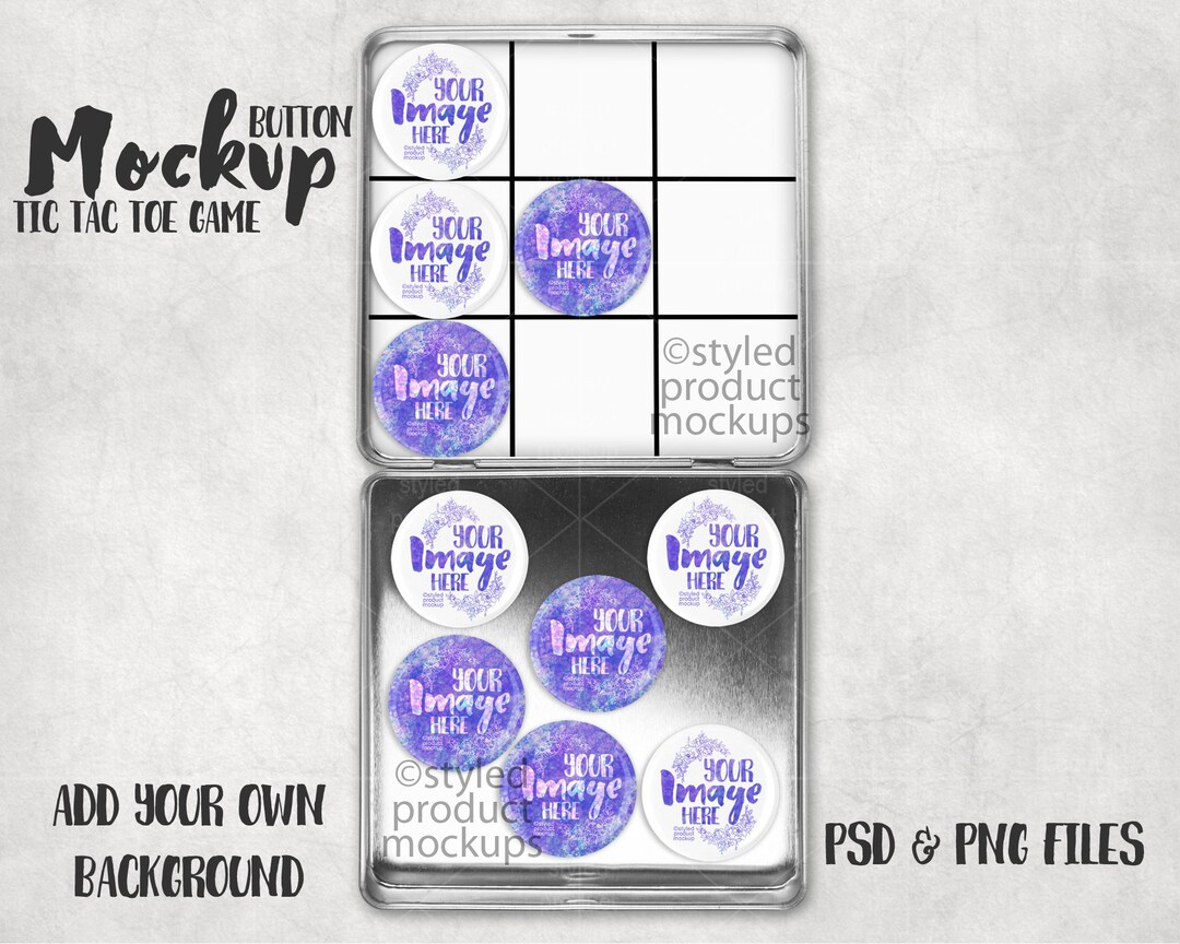 Magnetic Button Tic Tac Toe Travel Game Mockup | Add Your Own Image and ...