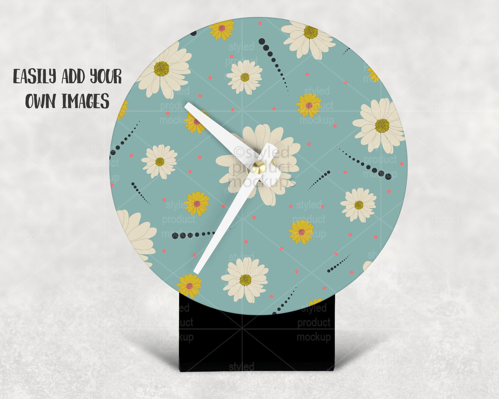 Dye Sublimation Round Desk Clock Mockup | Add Your Own Image and ...