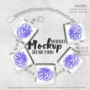 Dye Sublimation Square Panel Charm Bracelet Mockup | Add Your Own Image ...