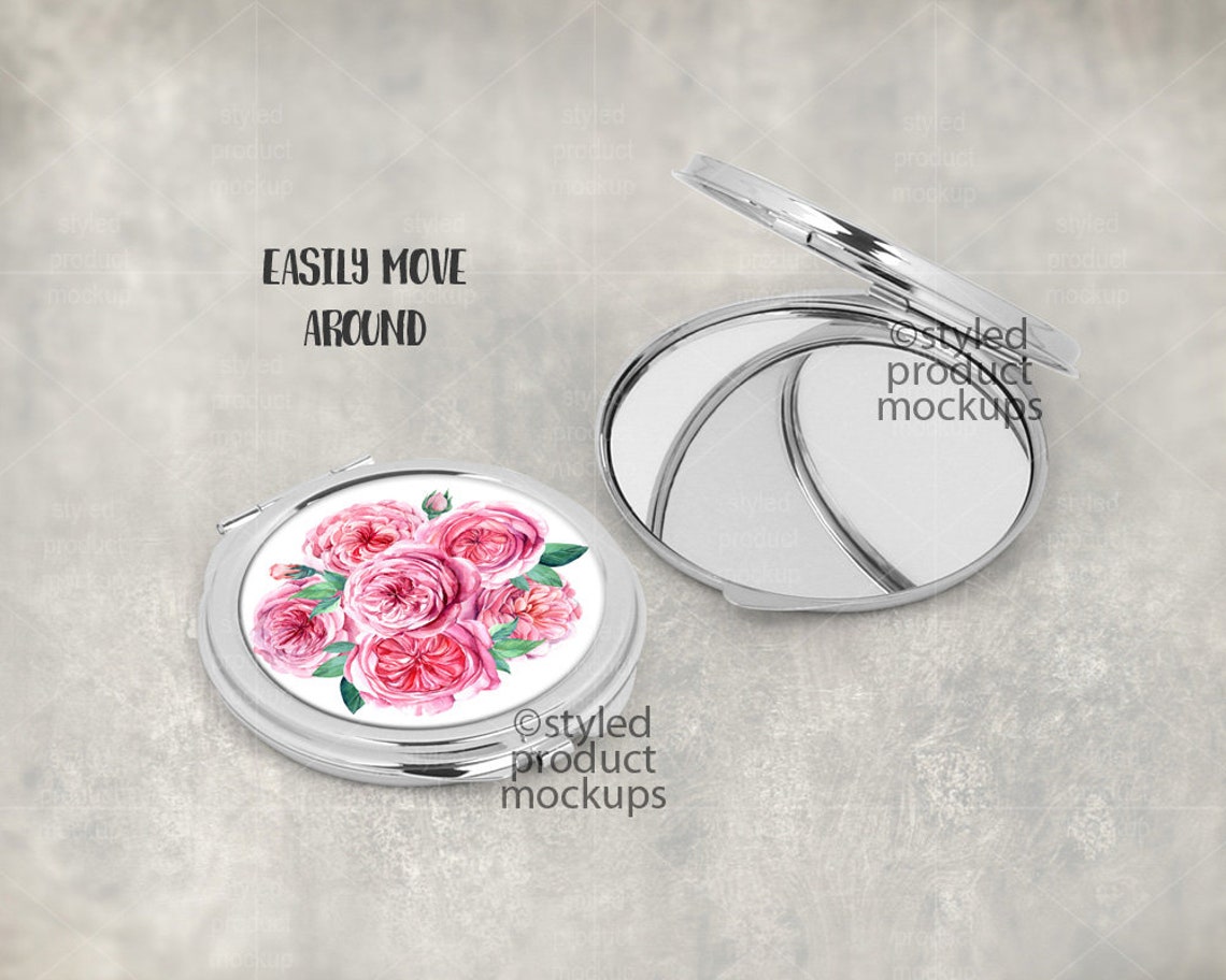 Round Compact Mirror Mockup Template Add Your Own Image and - Etsy