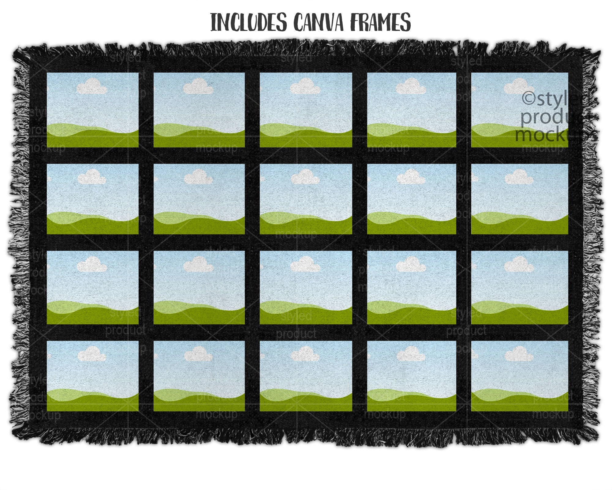 Dye Sublimation 20 Panel Blanket With Black and White Fringe - Etsy