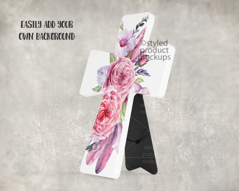 Dye Sublimation Ceramic Cross on Easel Mockup Add Your Own - Etsy