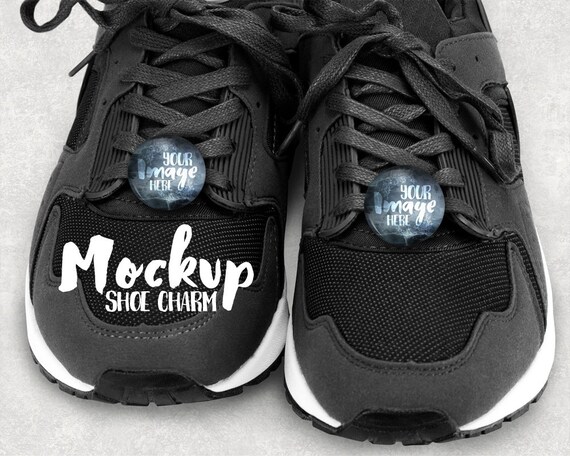 Button Shoelace Charm on Shoe Mockup Template Shoelace - Etsy