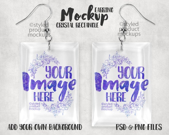 Dye sublimation rectangle shaped crystal earring mockup | Etsy