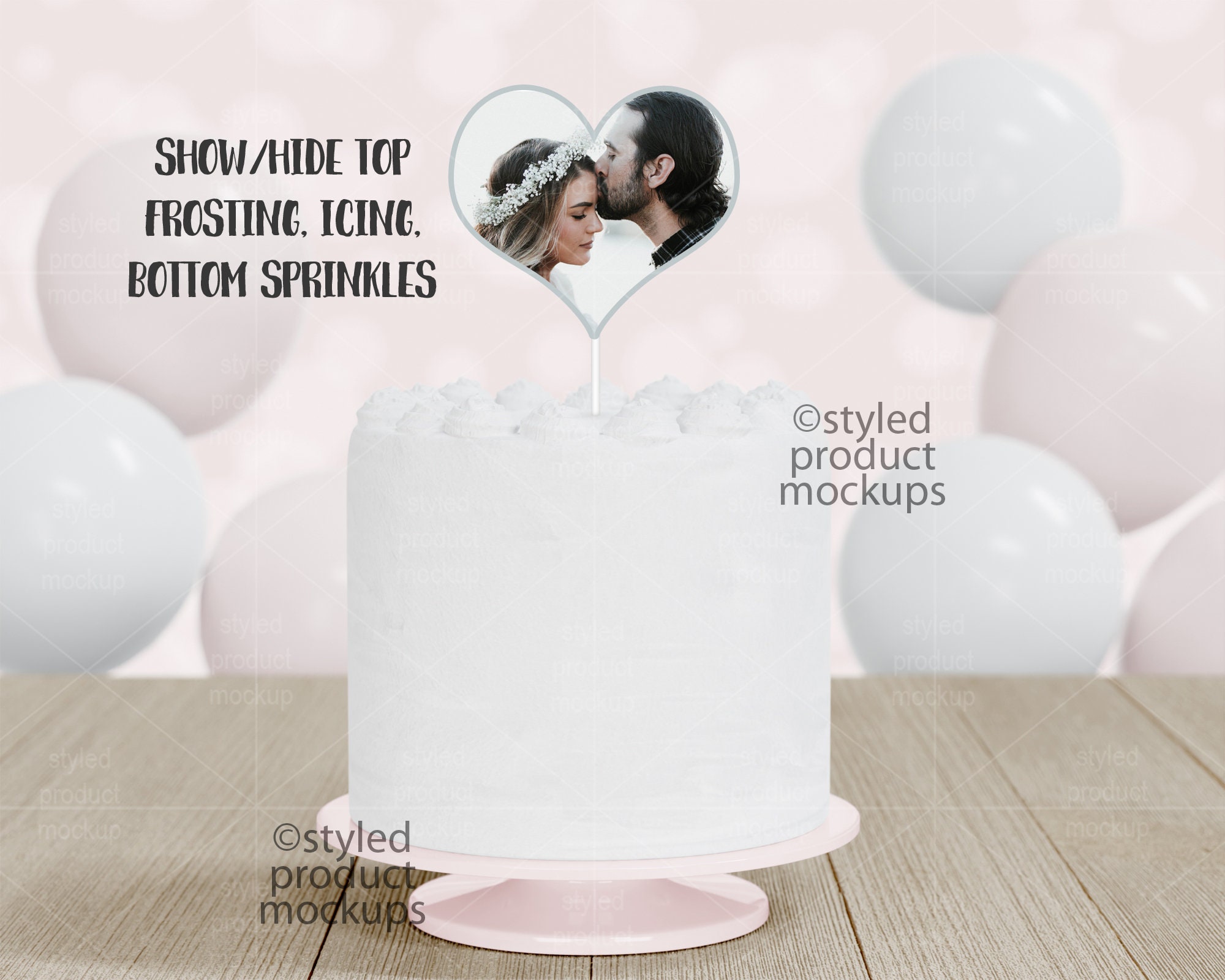 Cake Topper Decoration Mockup Add Your Own Image - Etsy