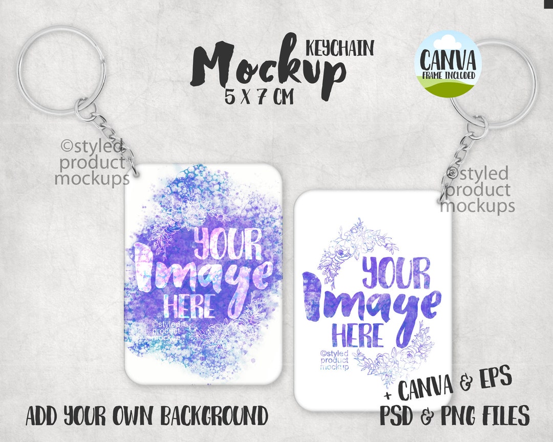 Dye Sublimation 5x7 Cm Keychain Mockup | Add Your Own Image and ...
