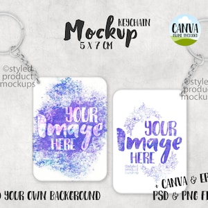 Dye Sublimation 5x7 Cm Keychain Mockup | Add Your Own Image and ...