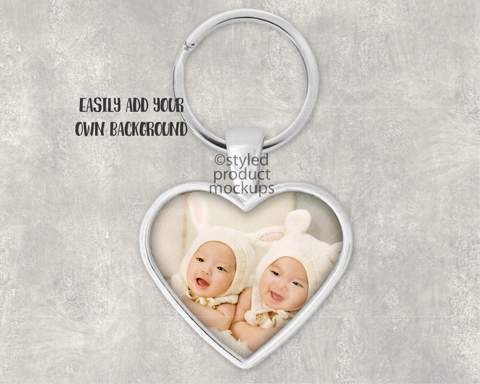 Metal heart shaped keychain mockup Add your own image and | Etsy