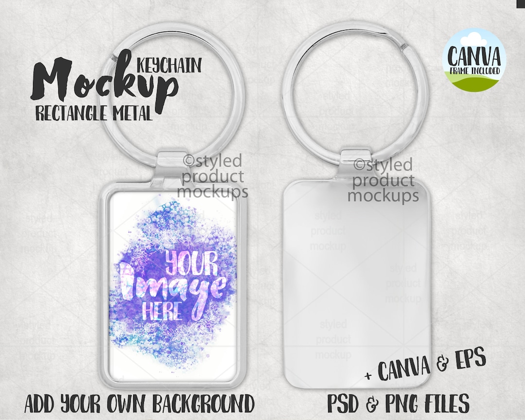 Dye Sublimation Rectangle Metal Keychain Mockup | Add Your Own Image ...