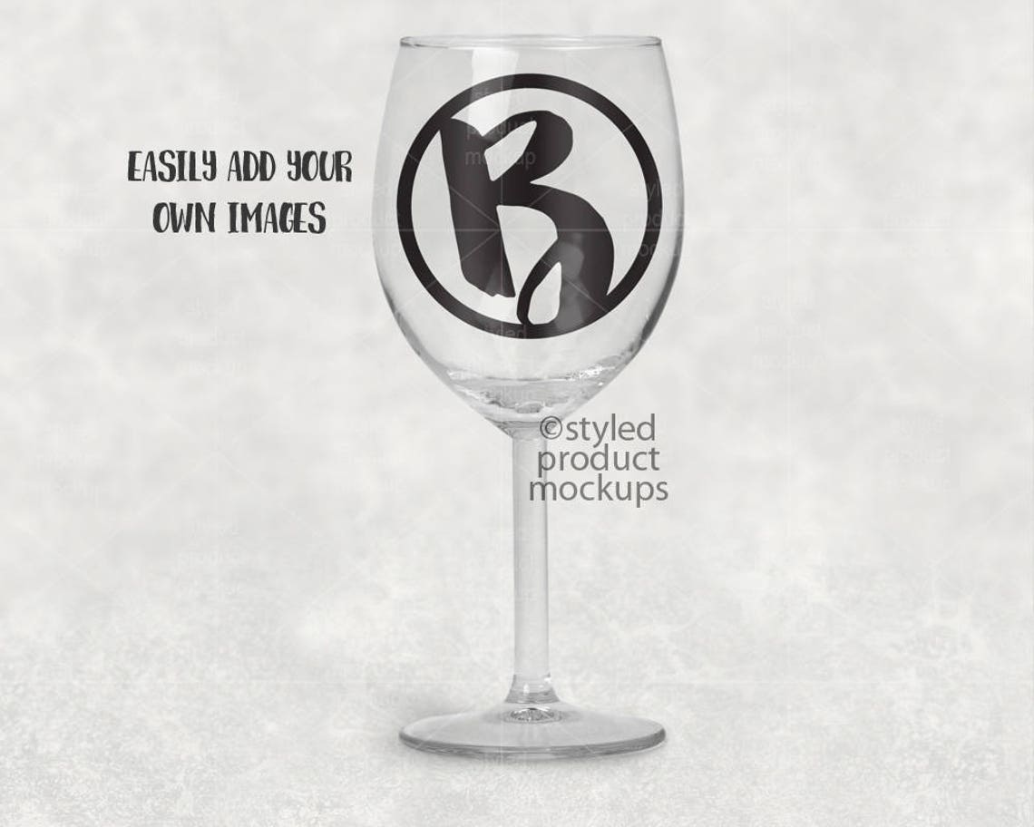 Wine glass with stem template mockup Add your own image and | Etsy