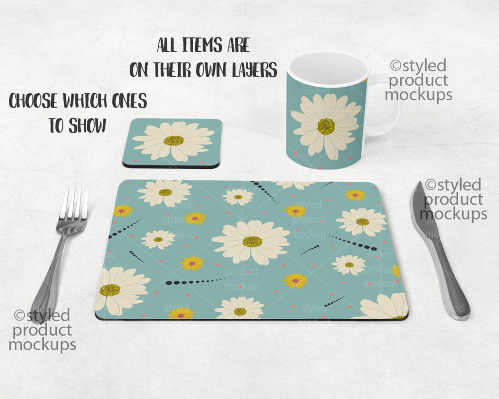 Dye Sublimation Tableware Set Mockup Template Add Your Own - Etsy