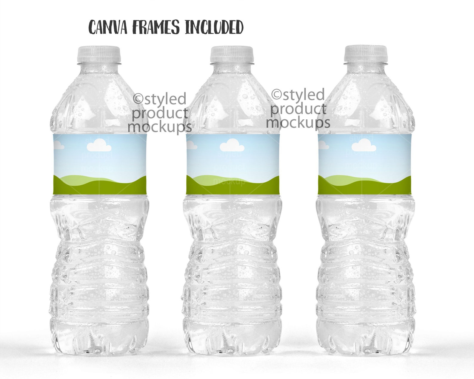 Water Bottle Label Full Wrap View Template Mockup Add Your - Etsy