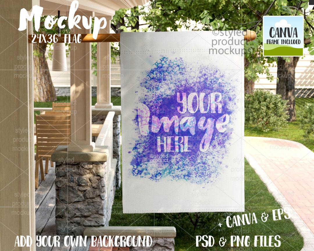 Dye Sublimation 24x36 House Flag Mockup | Add Your Own Image and ...