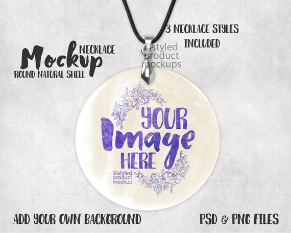 Dye Sublimation Round Natural Shell Pendant Mockup Add Your | Etsy