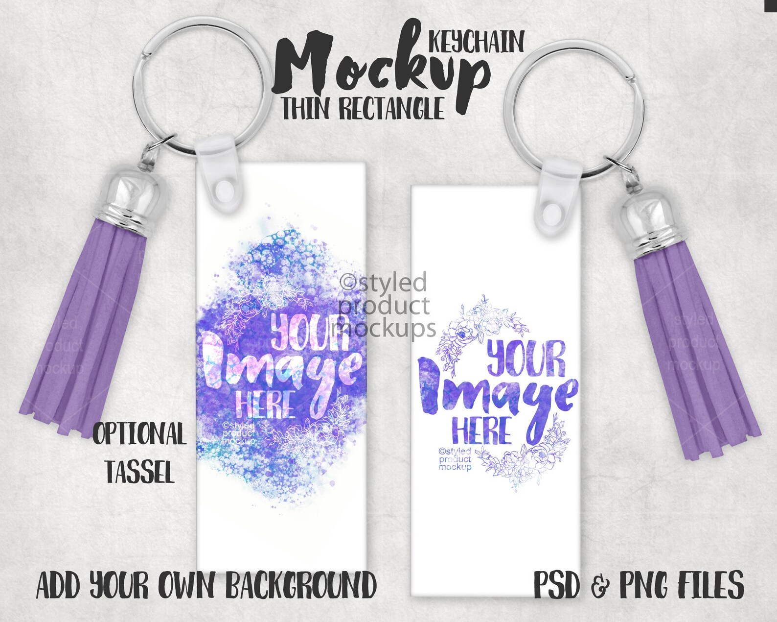 Dye Sublimation Thin Rectangle Shaped Keychain Mockup Add | Etsy