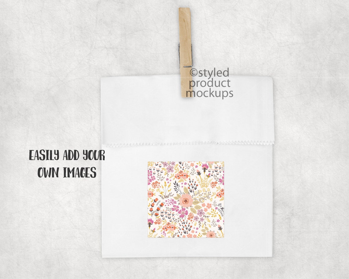 Flat Paper Bag Sticker for Party Favors Mockup | Add Your Own Image and ...