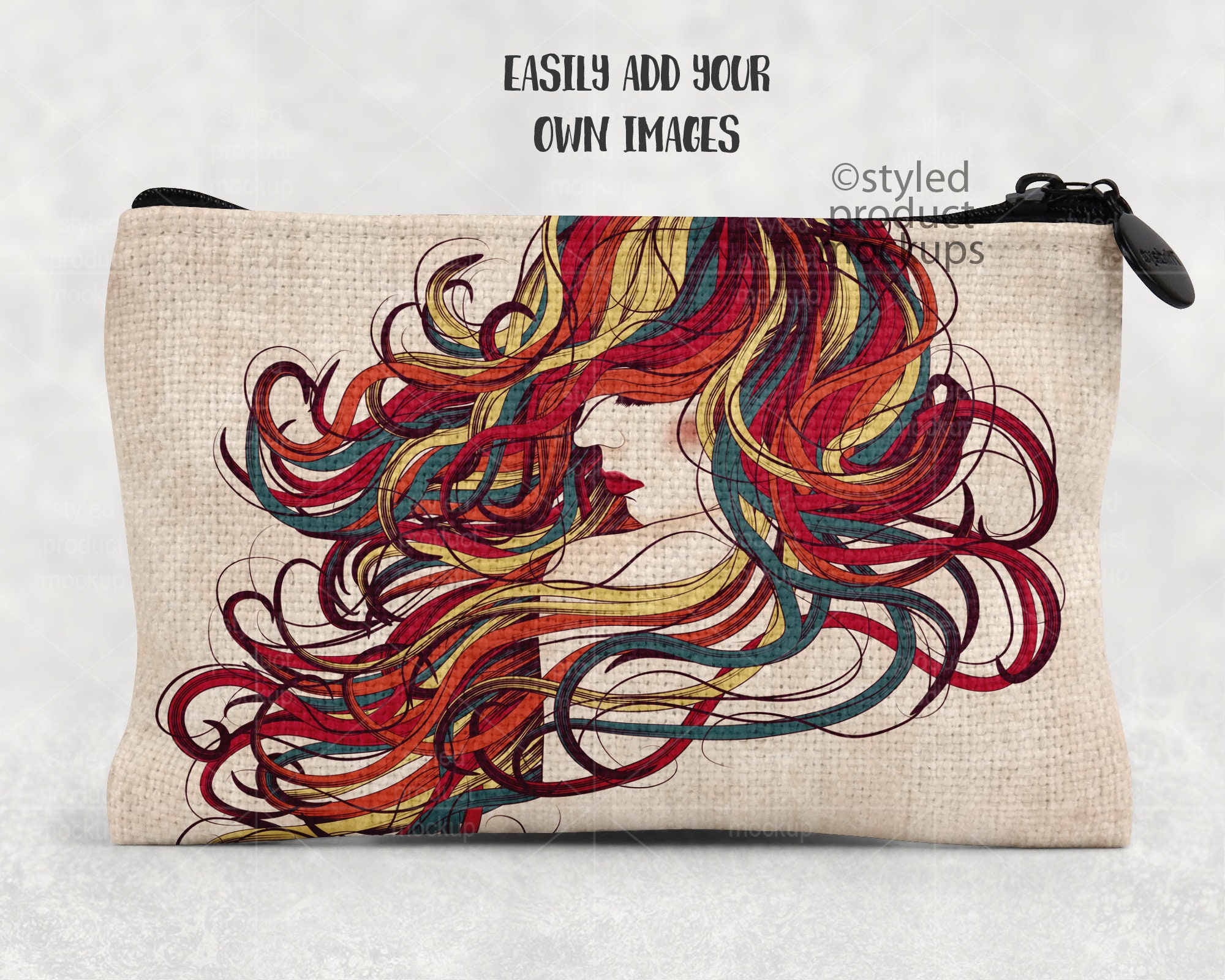 Dye sublimation linen coin pouch mockup template Add your | Etsy