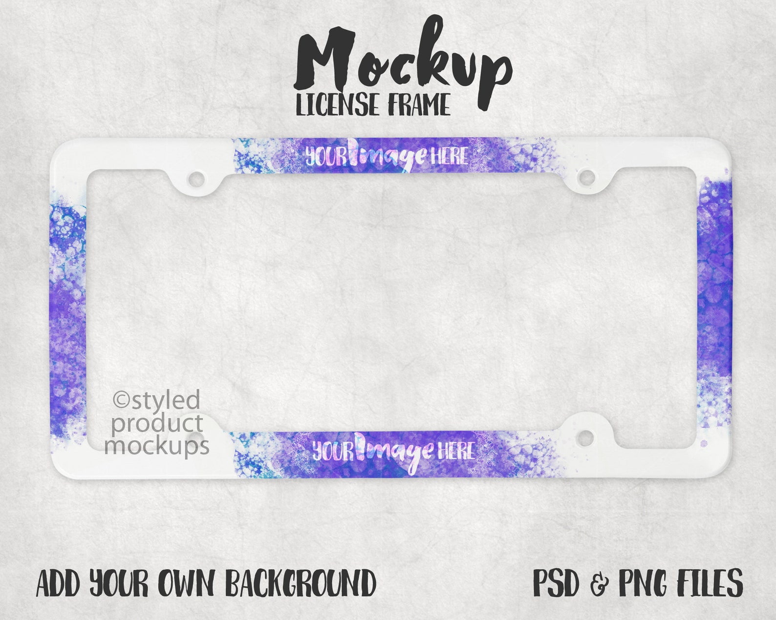 Dye sublimation 3D license plate frame Mockup Add your own | Etsy