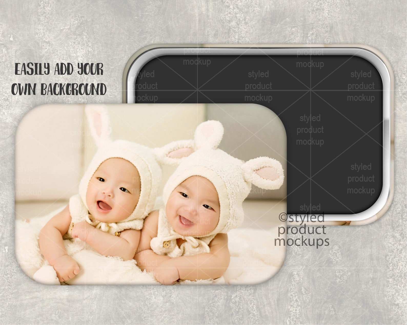 Magnet Back Button Horizontal View Mockup Add Your Own Image - Etsy