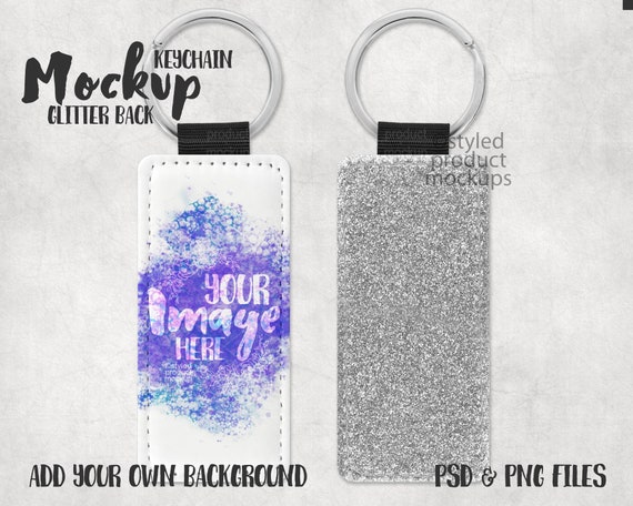 Dye Sublimation PU Leather Keychain With Glitter Back Mockup | Etsy