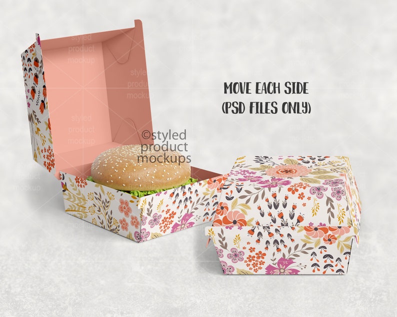 Party Favor Paper Burger Hamburger Box Mockup Add Your Own - Etsy