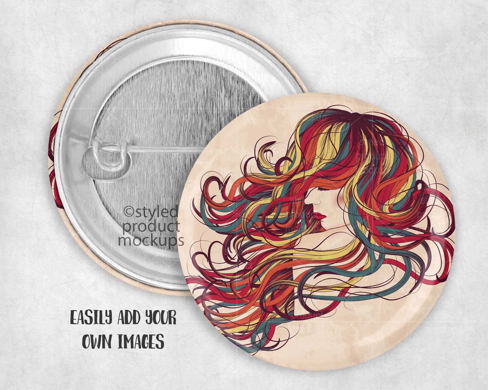 Round Pinback Button Mockup Add Your Own Image and - Etsy