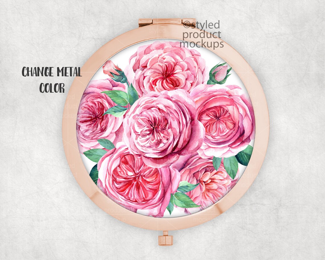 Dye Sublimation Round Metal Compact Mirror Mockup | Add Your Own Image ...