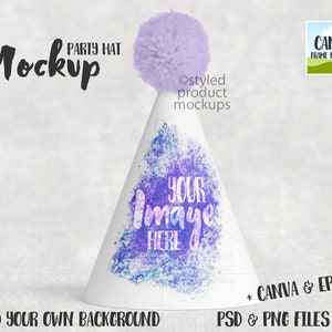 Paper Party Hat With Pom Party Favor Mockup | Add Your Own Image and ...