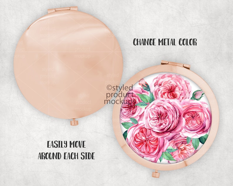 Dye Sublimation Round Metal Compact Mirror Mockup | Add Your Own Image ...