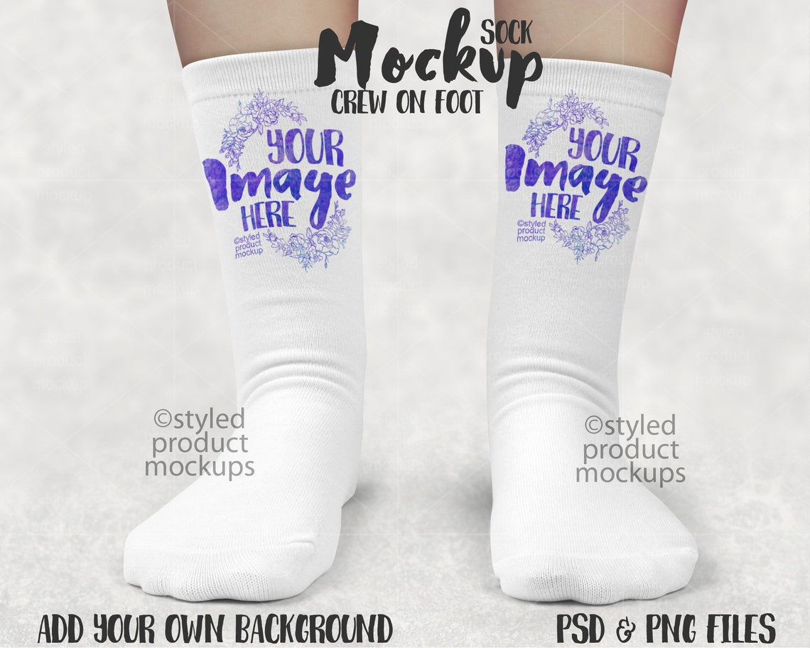 Dye Sublimation Crew Sock on Foot Mockup Add Your Own Image - Etsy