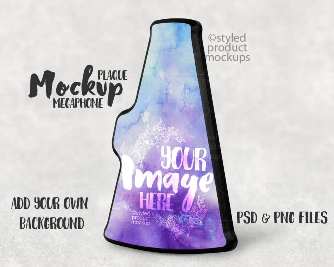 Vertical Megaphone Shaped Plaque Mockup With Front and Side | Etsy