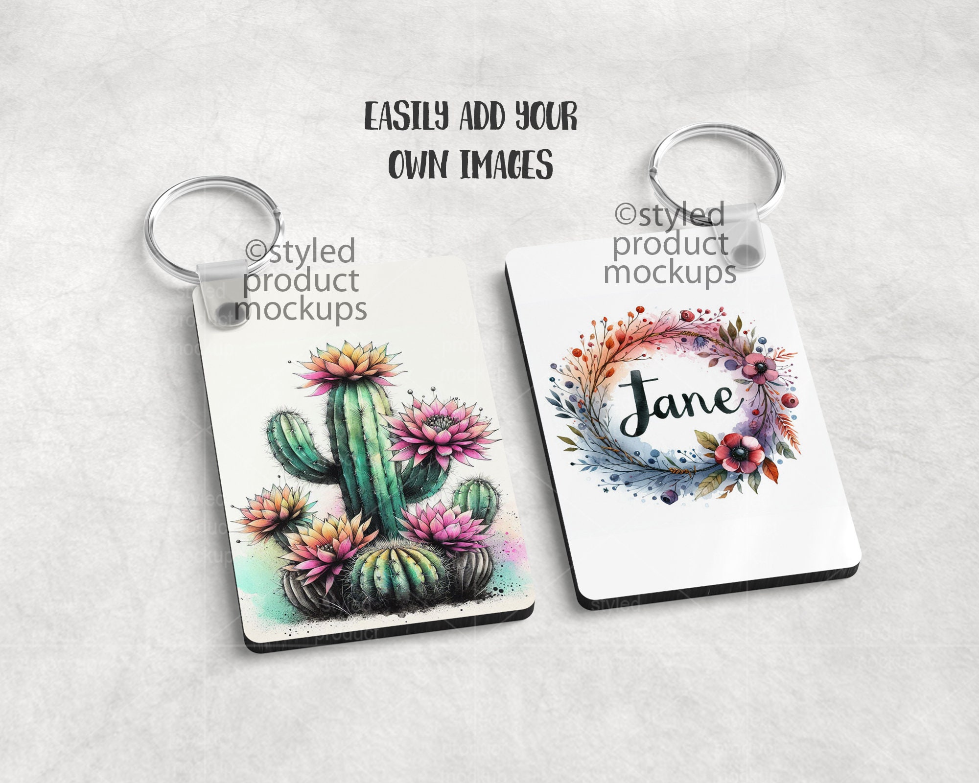 Dye Sublimation Rectangle Keychain Mockup | Add Your Own Image and ...