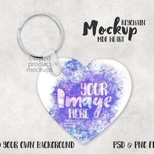 Dye Sublimation Heart Shaped MDF Key Ring Mockup Add Your | Etsy