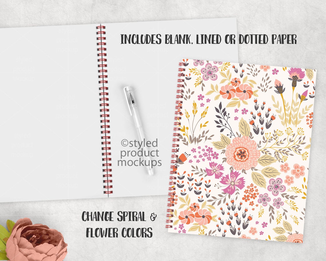 Spiral Bound 8.5 X 11 Notebook Mockup Add Your Own Image and - Etsy