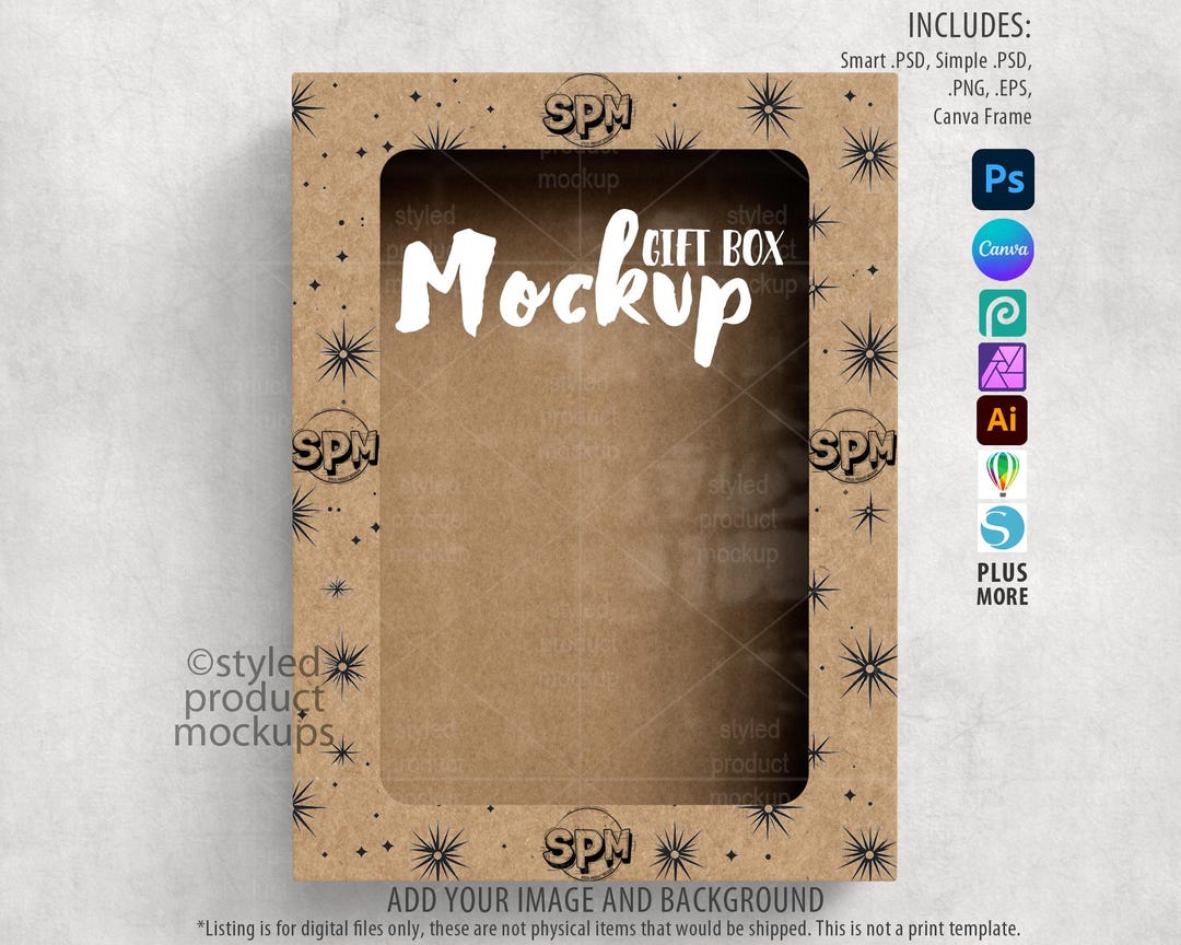 Greeting Card Box Mockup: Transparent Window, Photoshop PSD, Canva ...