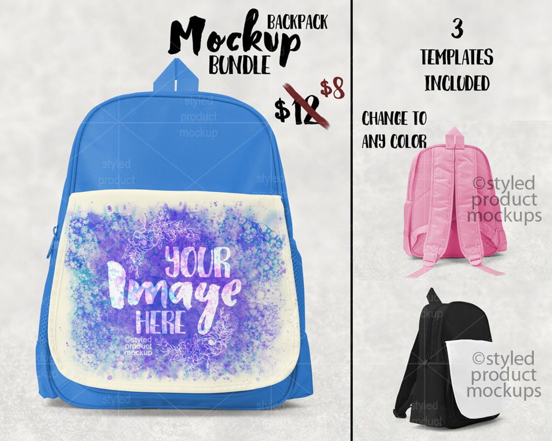 Dye Sublimation Kids School Backpack Mockup Template | Add Your Own ...