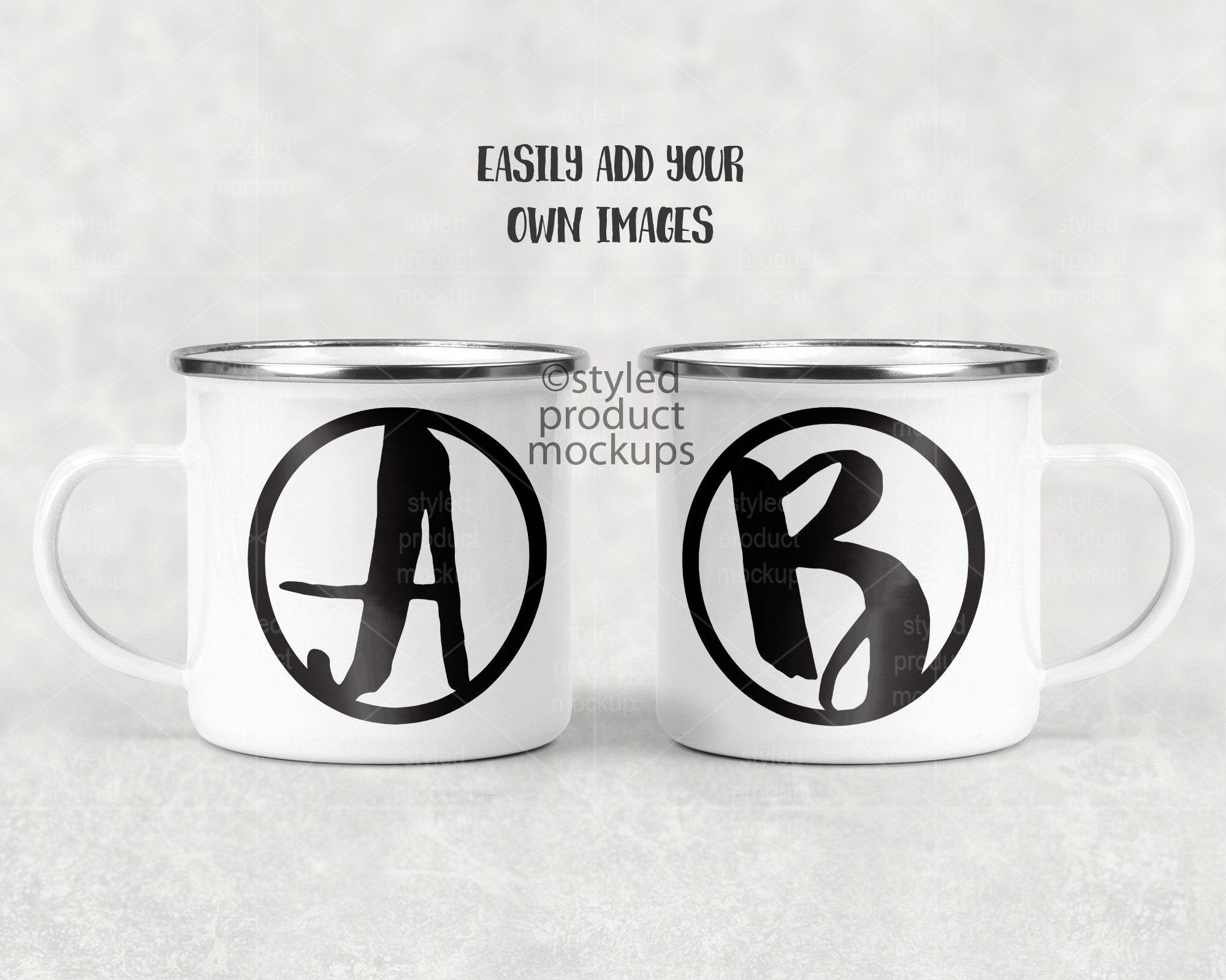 Dye Sublimation White Camp Cup Two Side View Mockup - Etsy