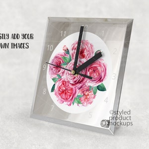 Dye Sublimation Square Glass Mirror Clock Mockup | Add Your Own Image ...