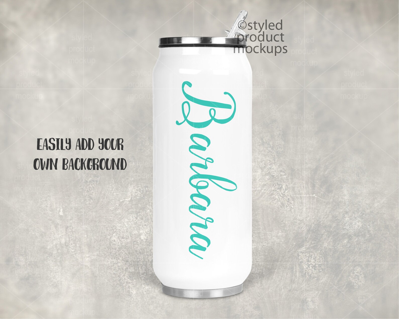 Dye Sublimation Can Shaped Bottle With Straw Mockup Add Your - Etsy