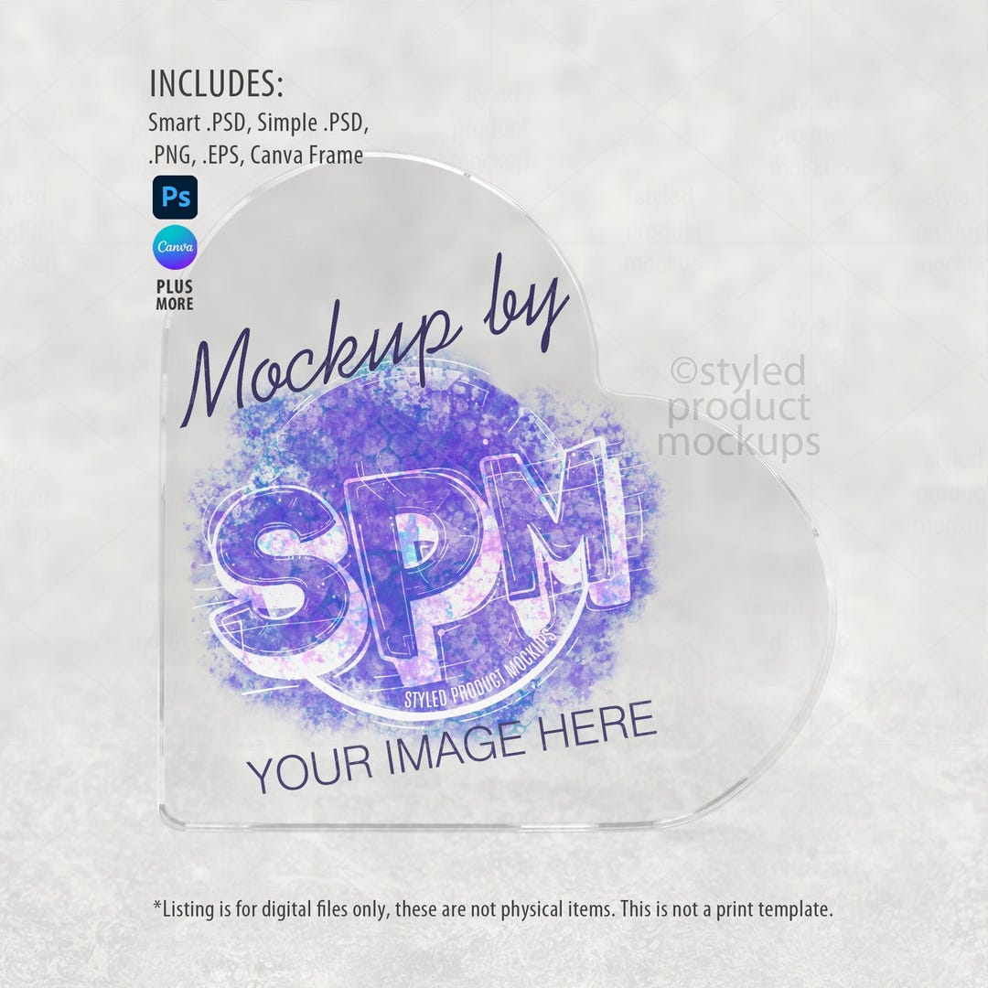 Clear Acrylic Heart Mockup (PSD, Canva, PNG) - Etsy