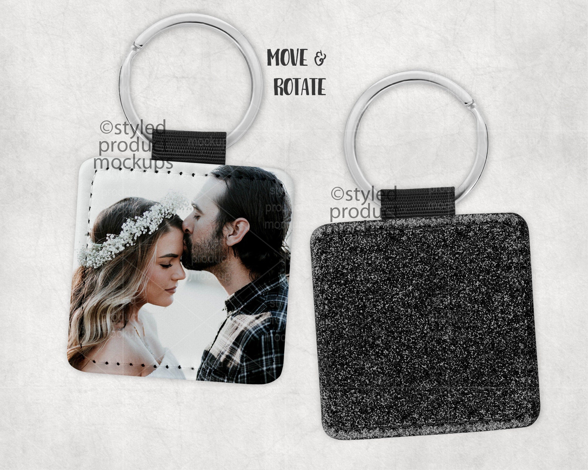 Dye Sublimation Square PU Leather Keychain With Glitter Back | Etsy