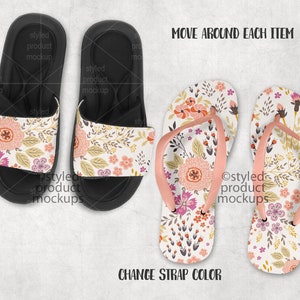 Dye Sublimation Slider Sandal and Flip Flop Set Mockup | Add Your Own ...