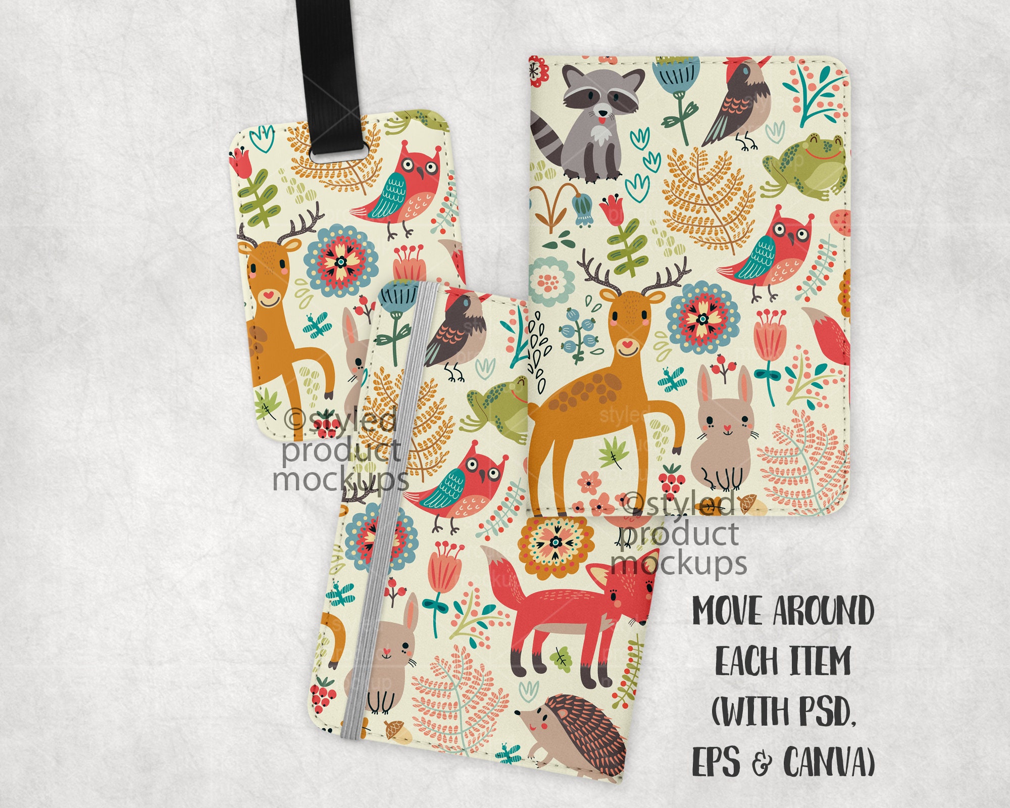 Dye Sublimation Passport Cover and Luggage Tag Mockup | Add Your Own ...